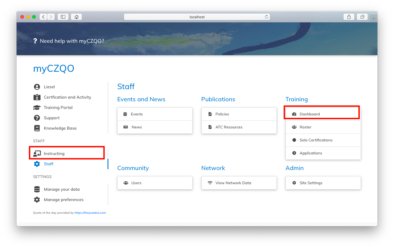 Training admin guide - Gander OCA Knowledge Base